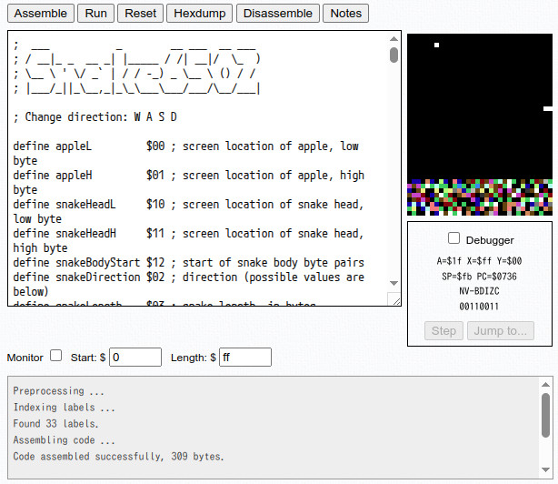 6502 snake (destructive edition) | Kentaro Fukuchi's site